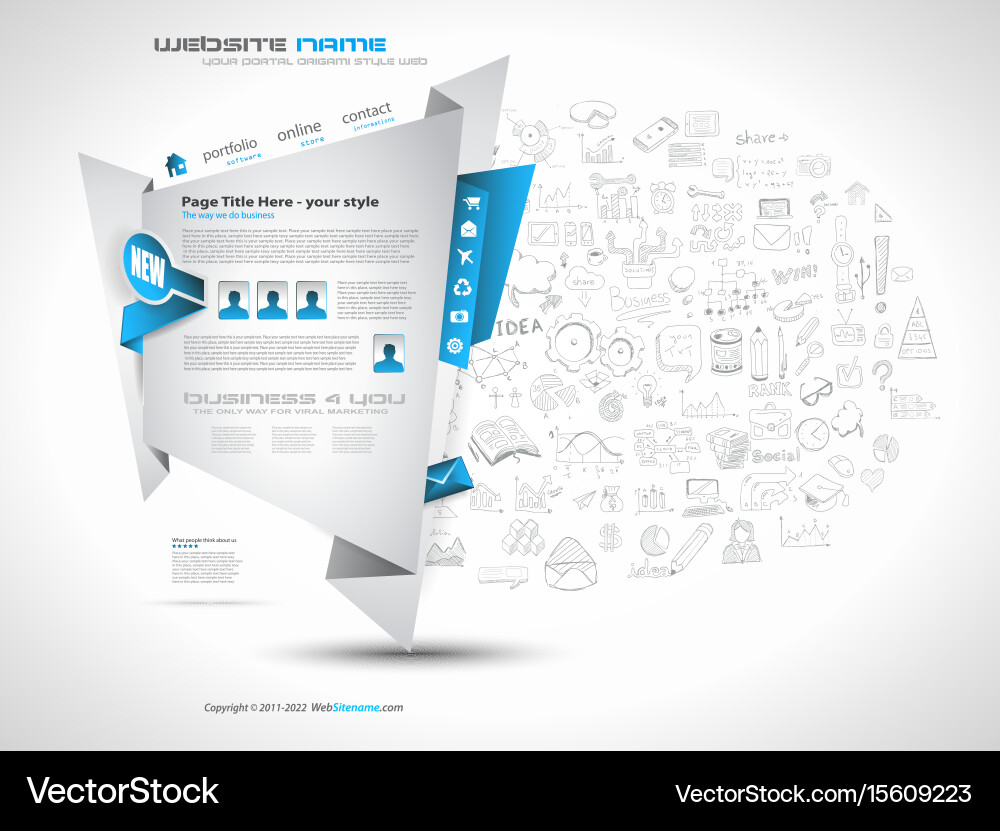 Modern style origami web template design Vector Image