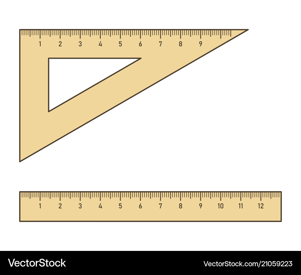 Ruler and triangle setsquare Royalty Free Vector Image