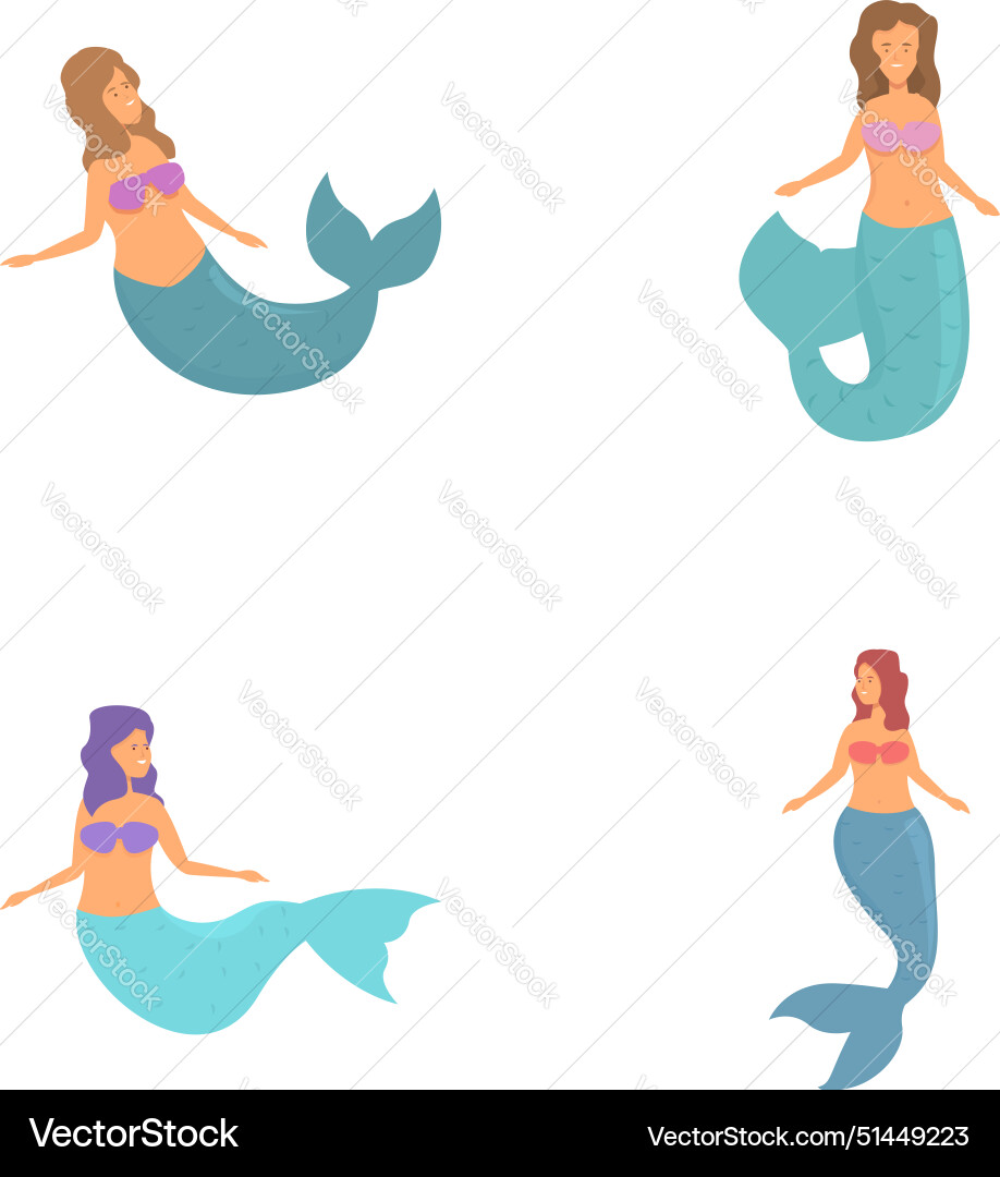 Set of diverse mermaids Royalty Free Vector Image
