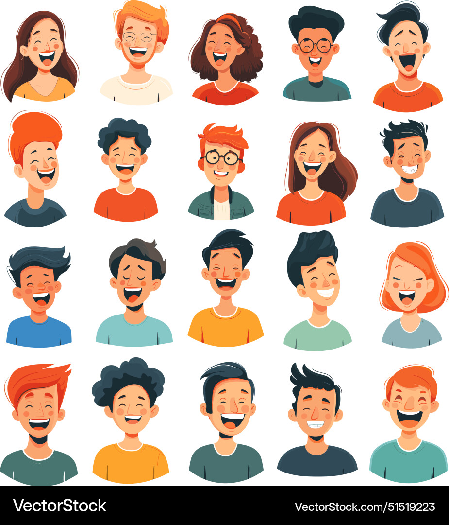 Smiling People Cartoon Set - Men Royalty Free Vector Image