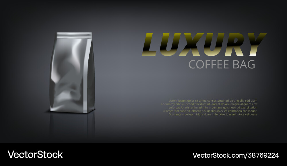 3d silver aluminum foil bag packaging template Vector Image