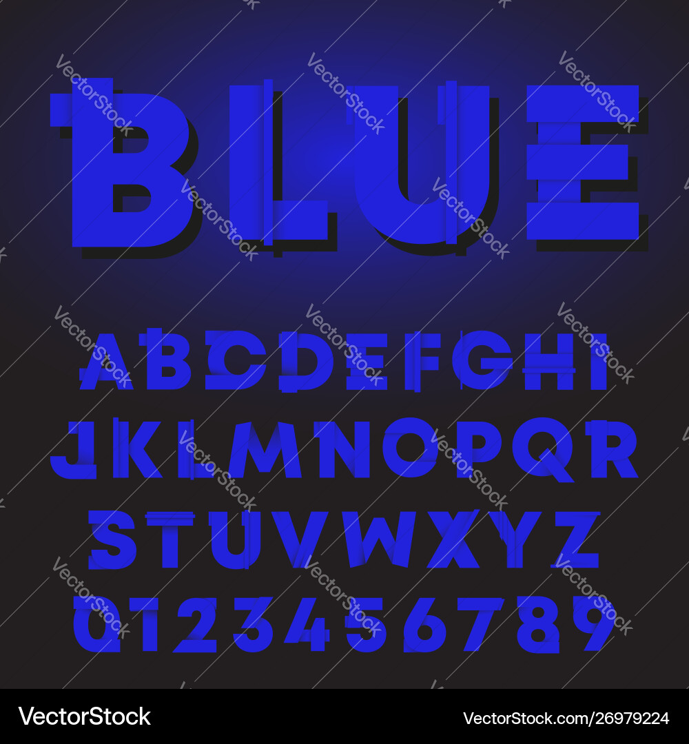 Blue letters and numbers gradient shadow design Vector Image
