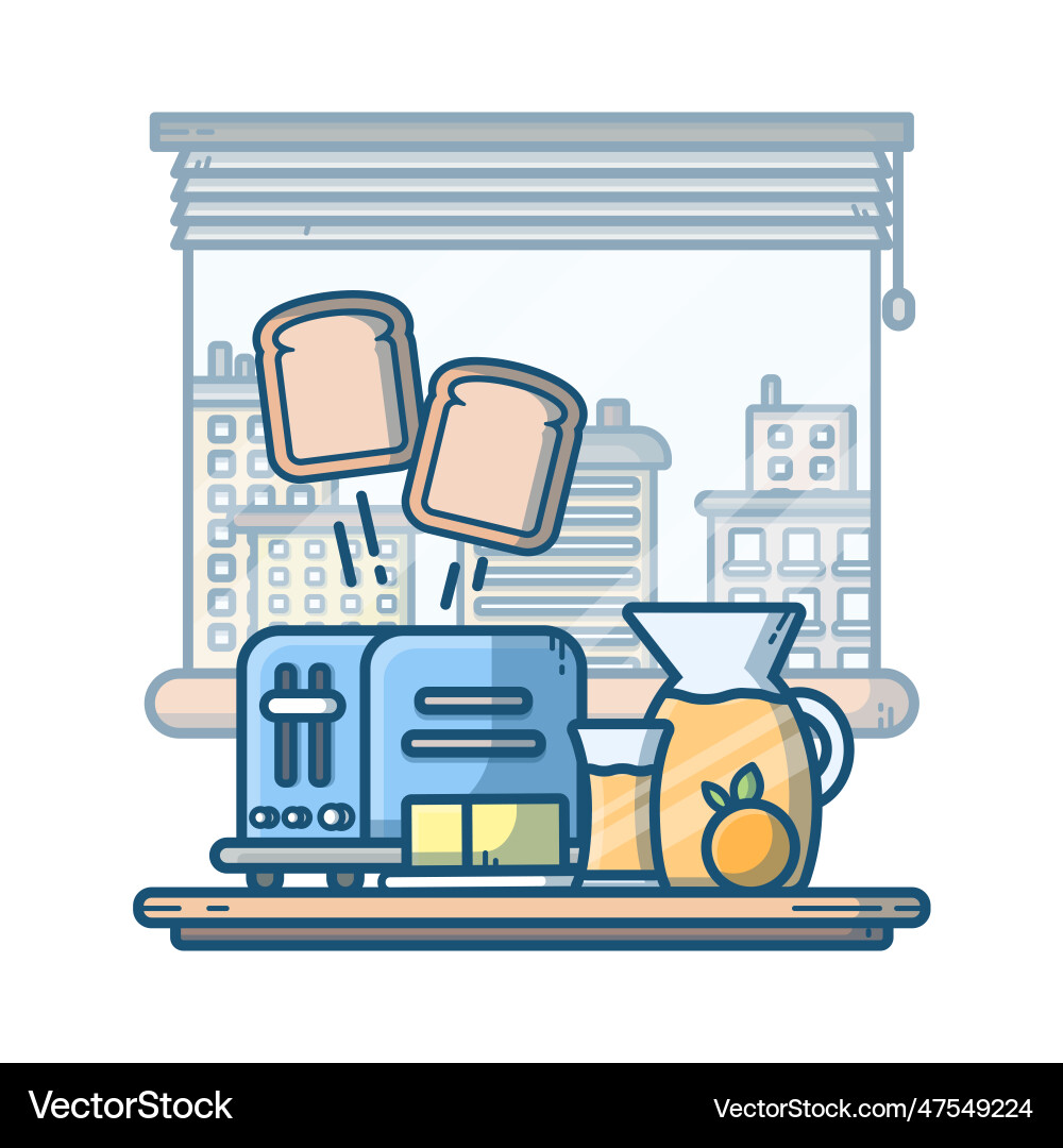 Breakfast time cartoon Royalty Free Vector Image