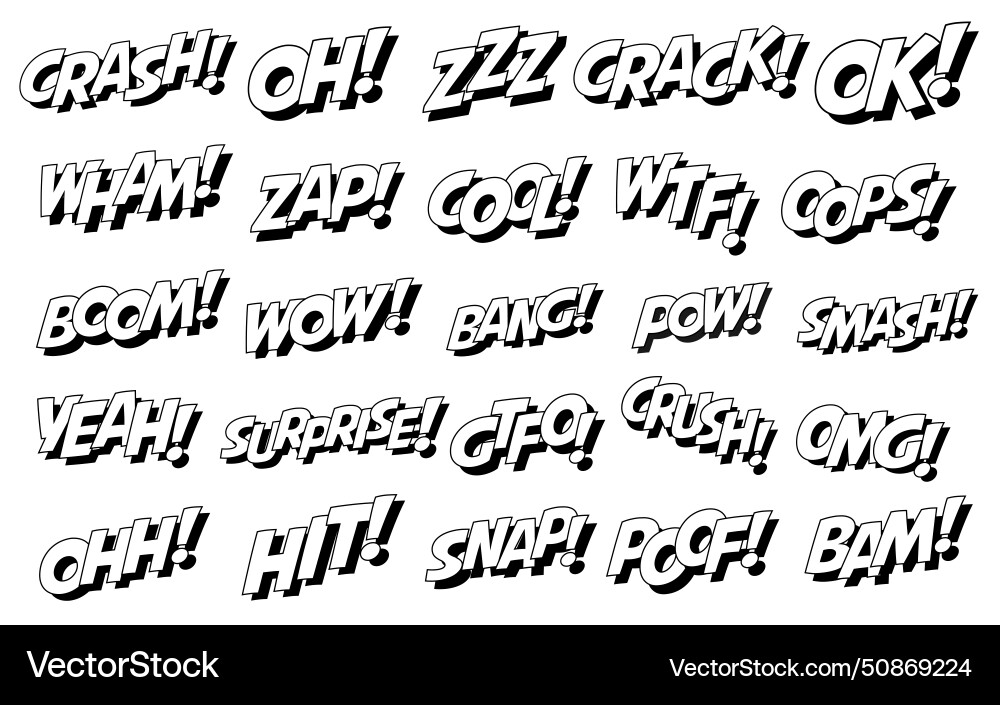 Comic book sound effects collection Royalty Free Vector