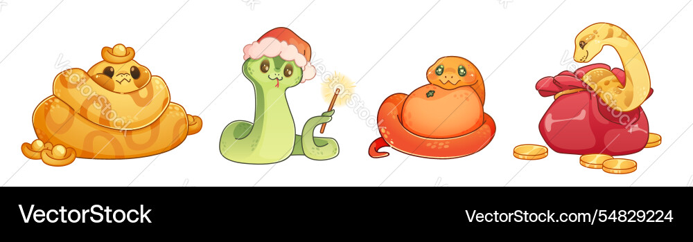 Cute snakes set isolated on white background Vector Image