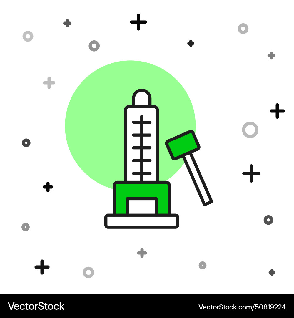 Filled outline high striker attraction with big Vector Image