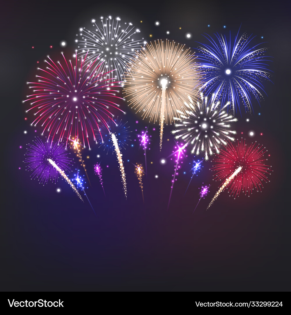 Fireworks realistic background Royalty Free Vector Image