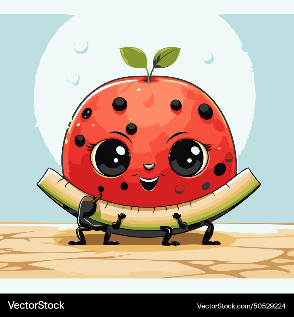 Funny watermelon character cute cartoon Royalty Free Vector