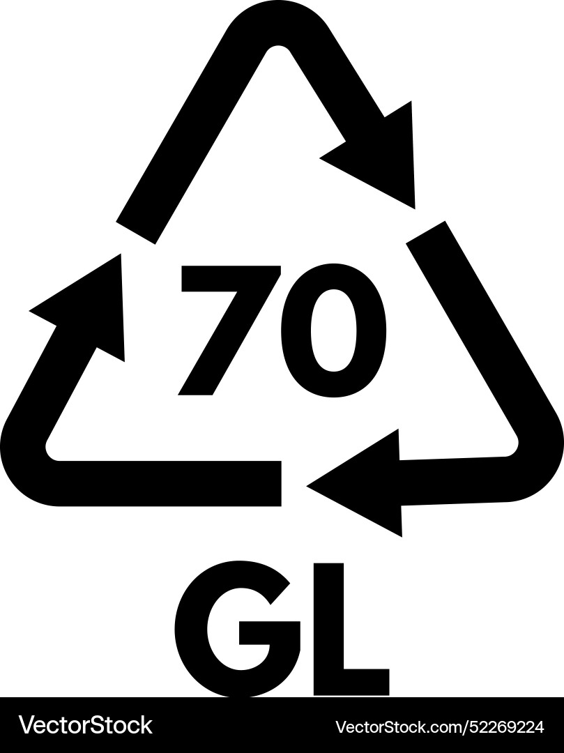 Glass recycling code gl 70 isolated on white Vector Image