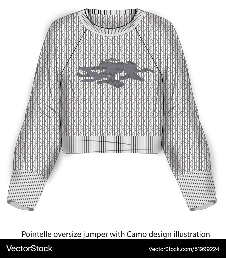 Pointelle oversize jumper with camo design Vector Image