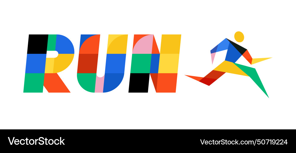 Run marathon concept design geometric colorful Vector Image