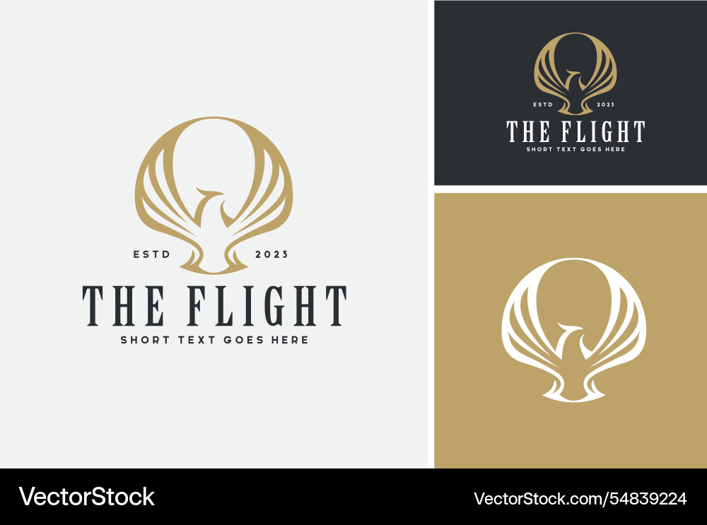 Wingspan golden hawk falcon eagle bird royal logo Vector Image