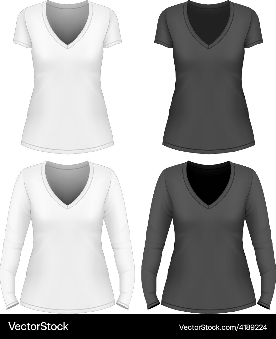 Women's V-Neck T-Shirt Template Royalty Free Vector Image