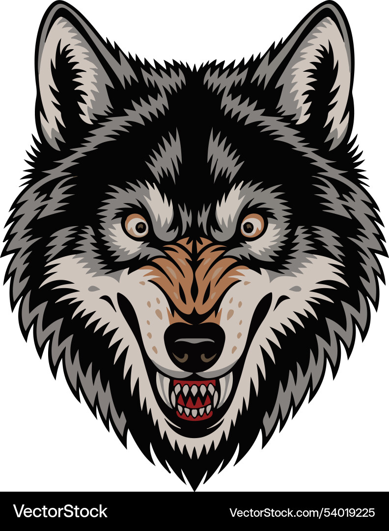 Angry wolf face artwork Royalty Free Vector Image