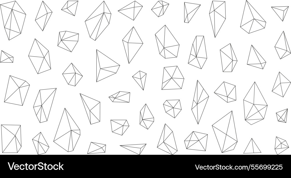 Black line polygonal elements linear gemstones Vector Image