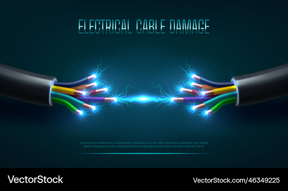 Electrical cable break with electric discharge Vector Image
