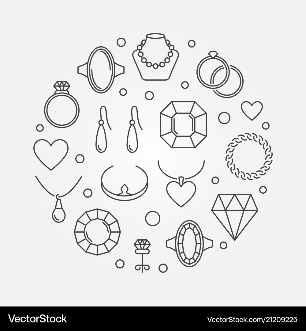 Jewelry round outline Royalty Free Vector Image
