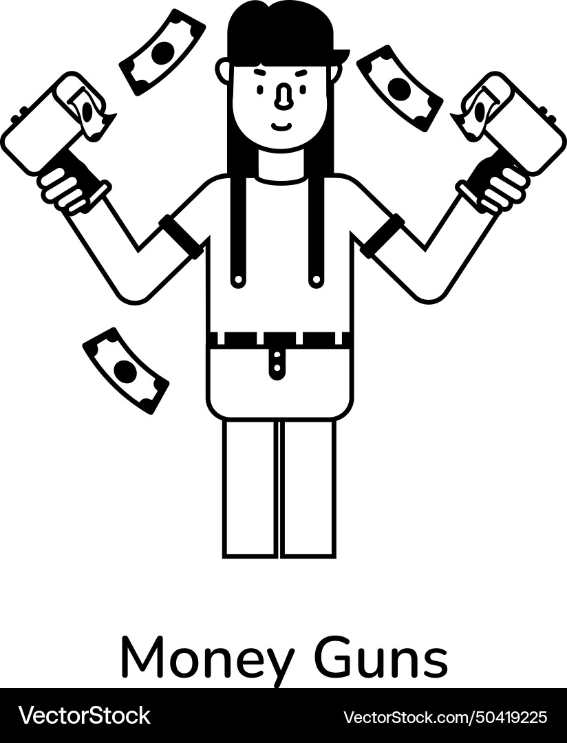 Money guns Royalty Free Vector Image - VectorStock