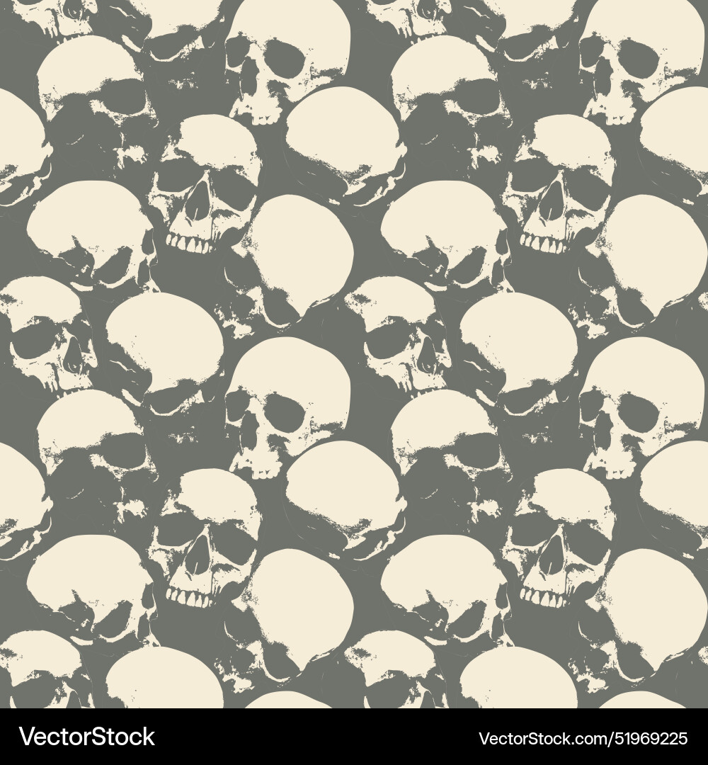 Seamless pattern with human skulls Royalty Free Vector Image