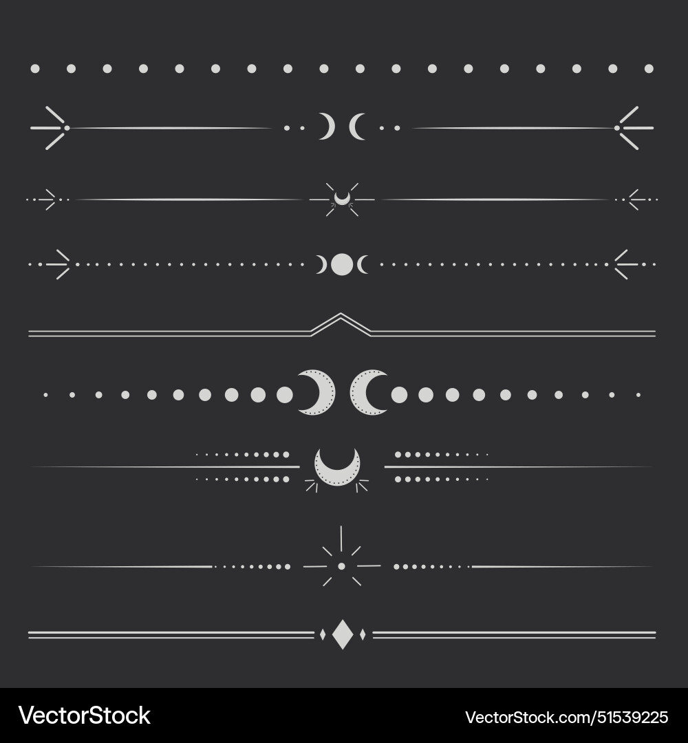 Silver celestial divider thin line border Vector Image