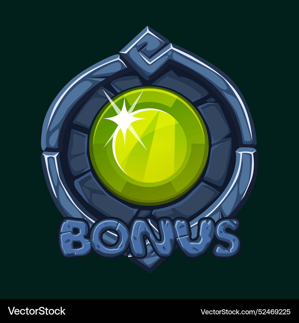 Slot symbol-bonus stone frame with gemstone Vector Image