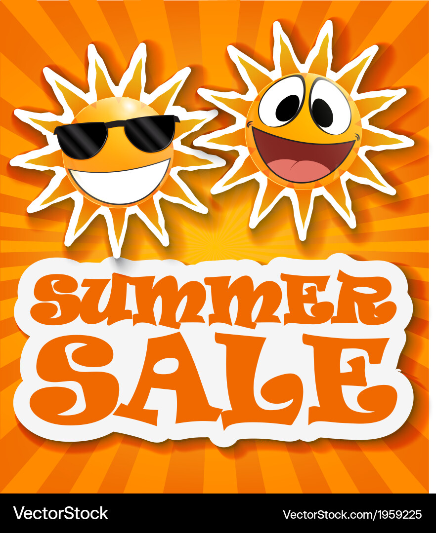 Summer Sale with Smiling Sun Royalty Free Vector Image