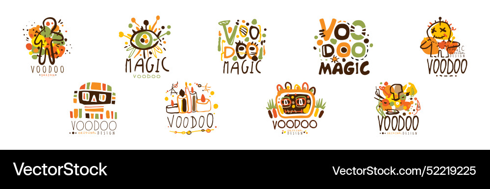 Voodoo original design logo and label collection Vector Image