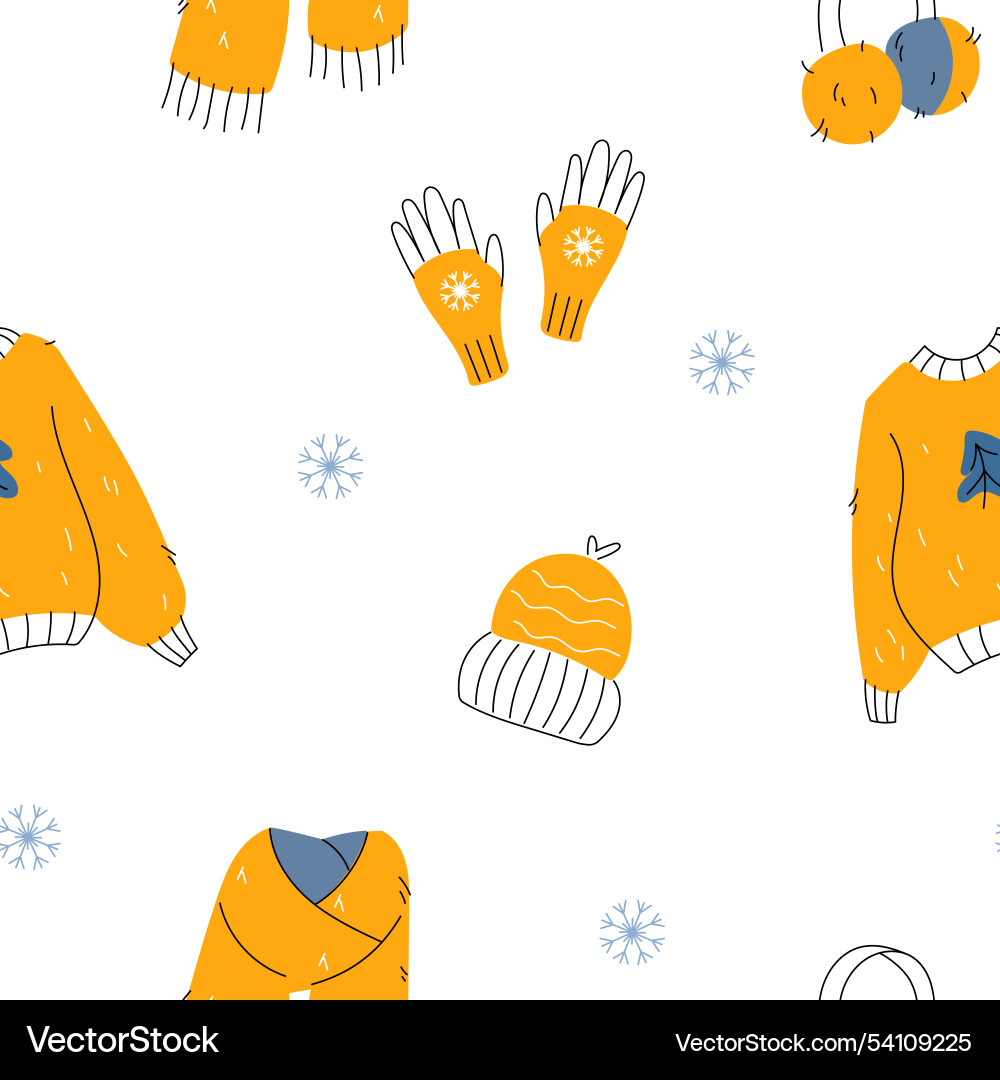 Winter seamless pattern with warm knitted clothes Vector Image
