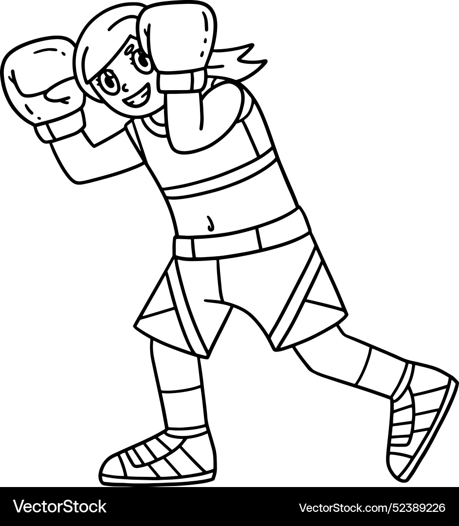 Boxing female boxer blocking isolated coloring Vector Image