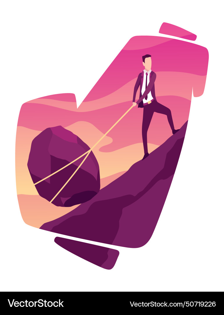 Businessman with boulder Royalty Free Vector Image