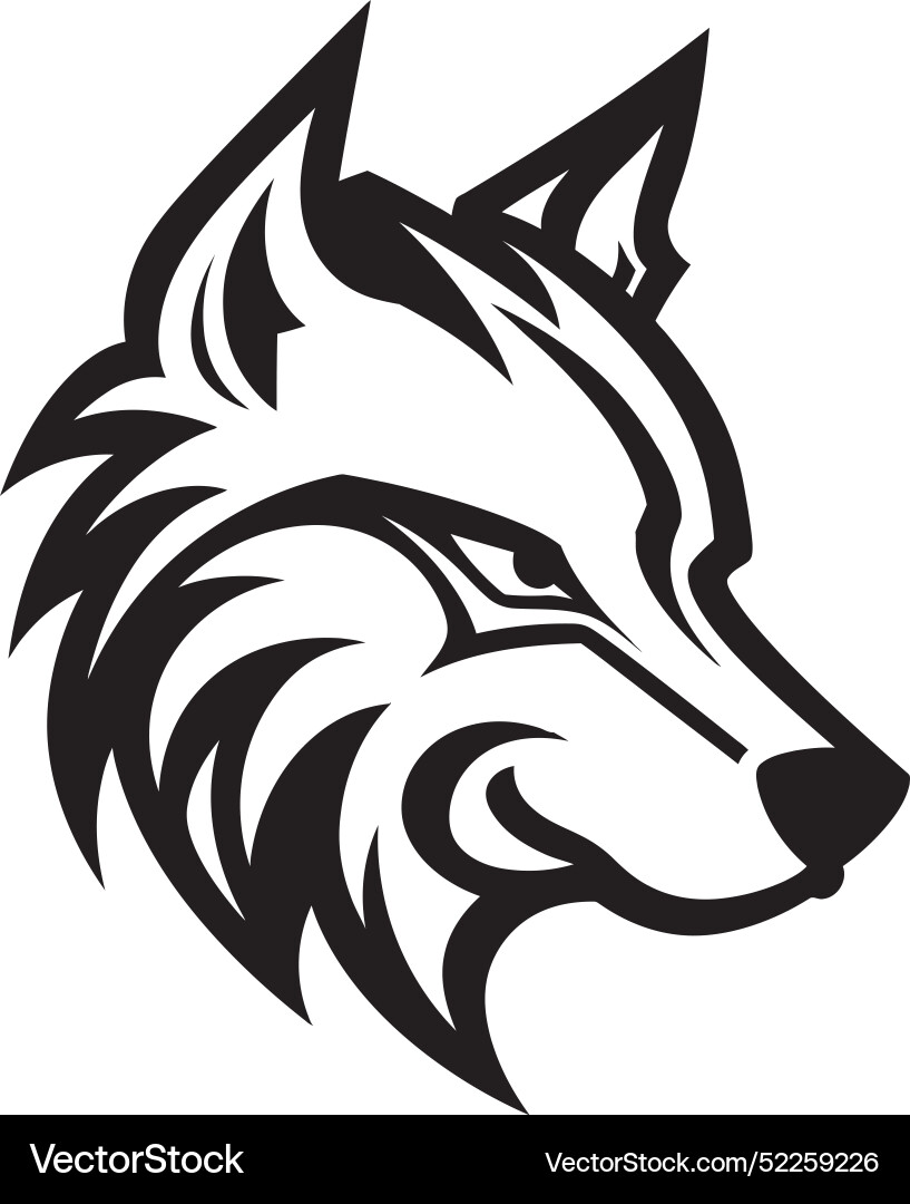 Geometric black wolf lone wolf design Royalty Free Vector