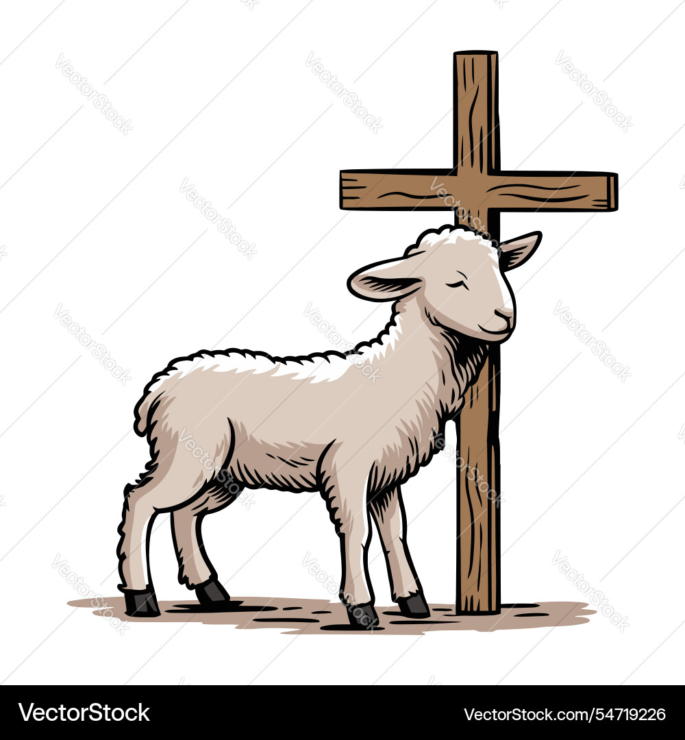 Lamb with cross christian symbol Royalty Free Vector Image