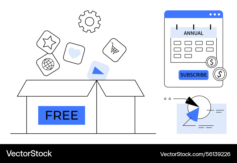 Subscription box with free features calendar Vector Image