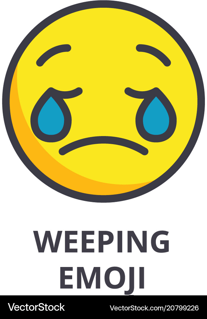 Weeping emoji line icon sign Royalty Free Vector Image