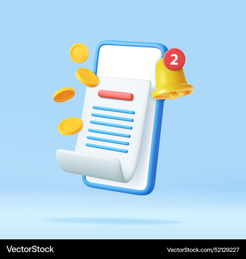 3d pay money with mobile phone banking online Vector Image