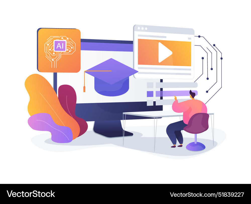 Ai-supported employee training abstract concept Vector Image