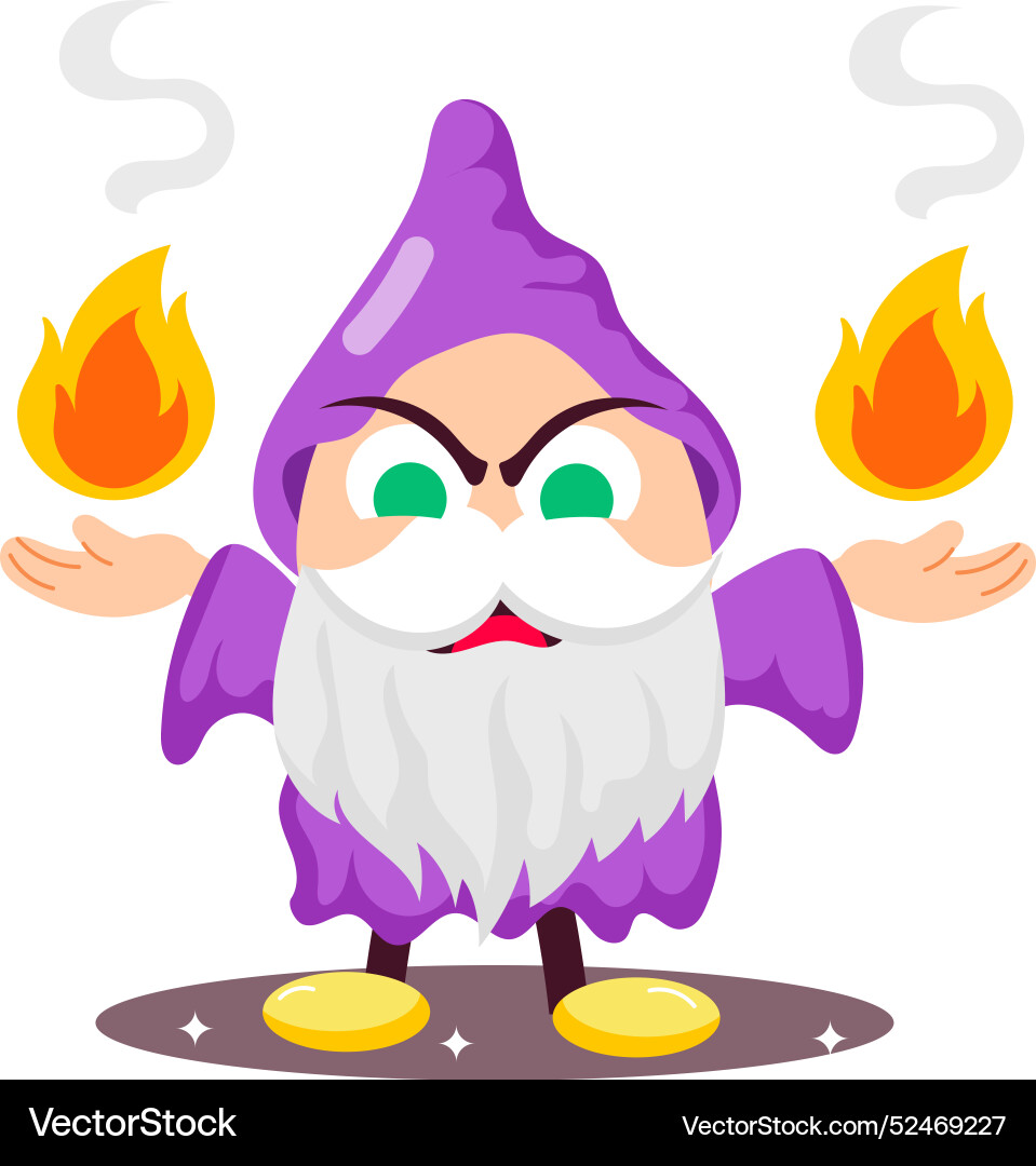 Basic rgba flat style character of fire magic Vector Image