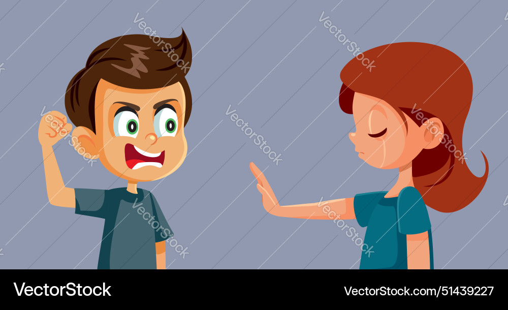 Child saying no to aggressive behavior Royalty Free Vector