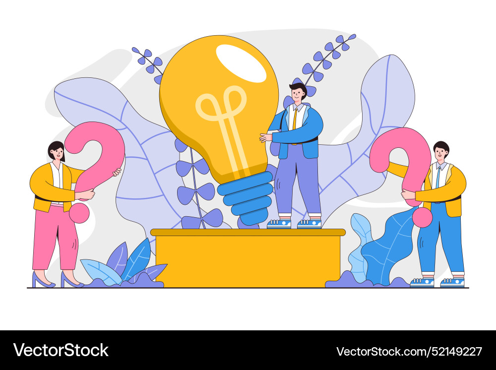 Confused business people holding question marks Vector Image