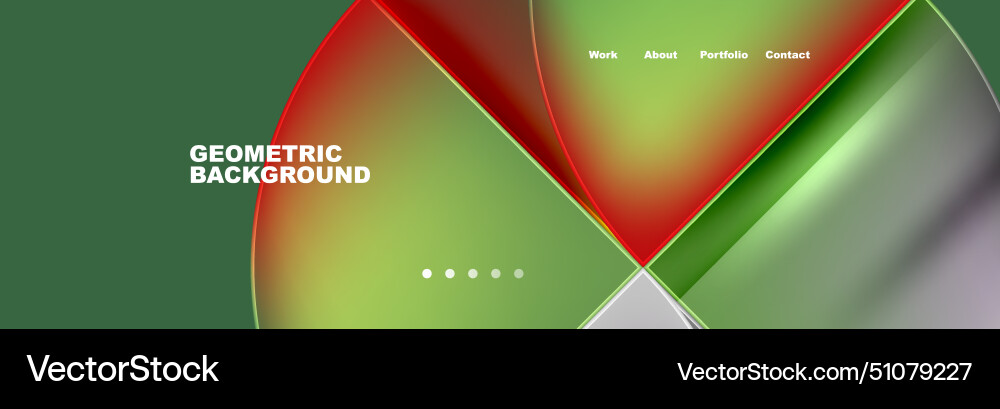 Geometric shapes in green and red with circle Vector Image