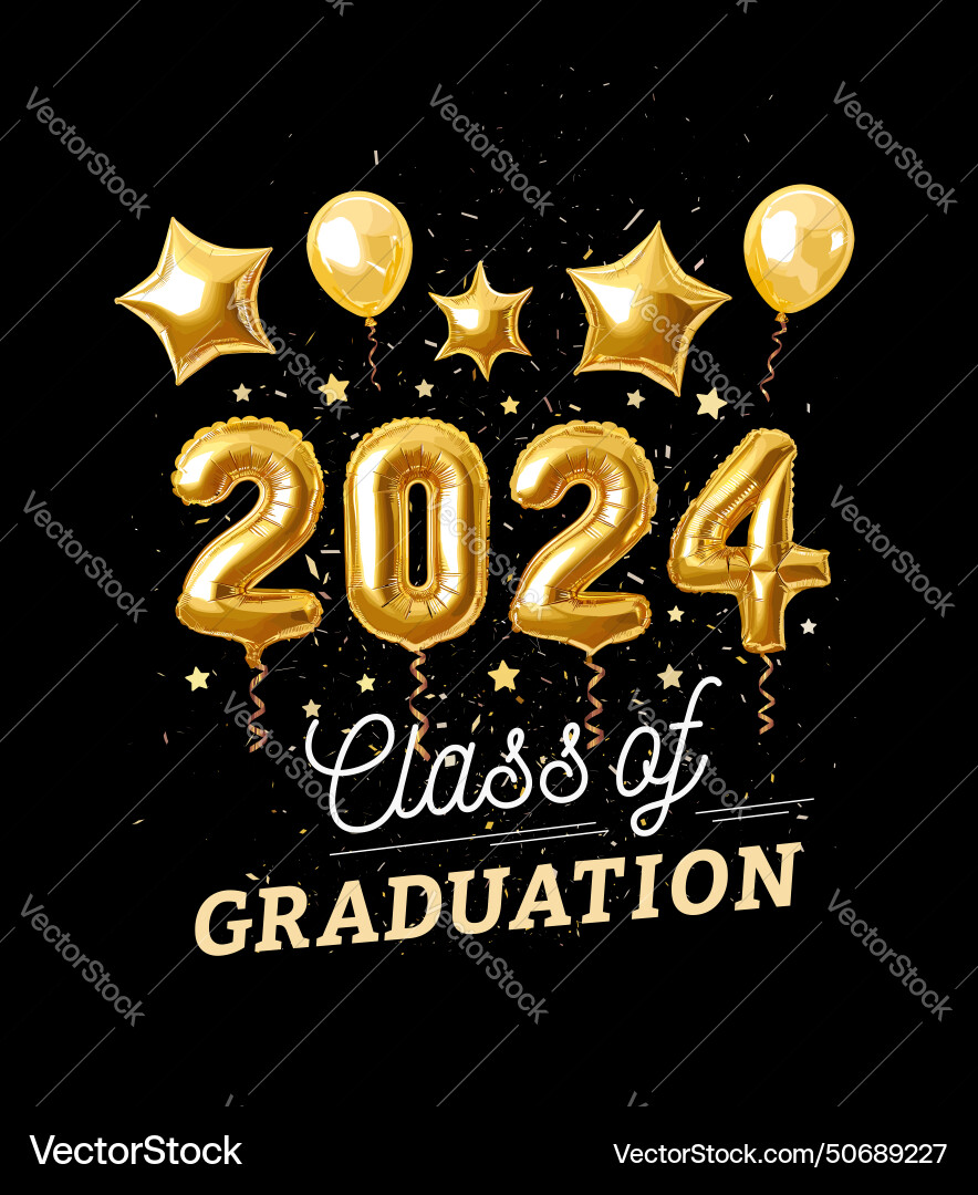 Graduating class of 2024 balloon numbers Vector Image
