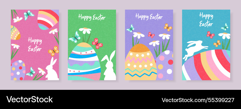 Happy easter clipart poster set cards Royalty Free Vector