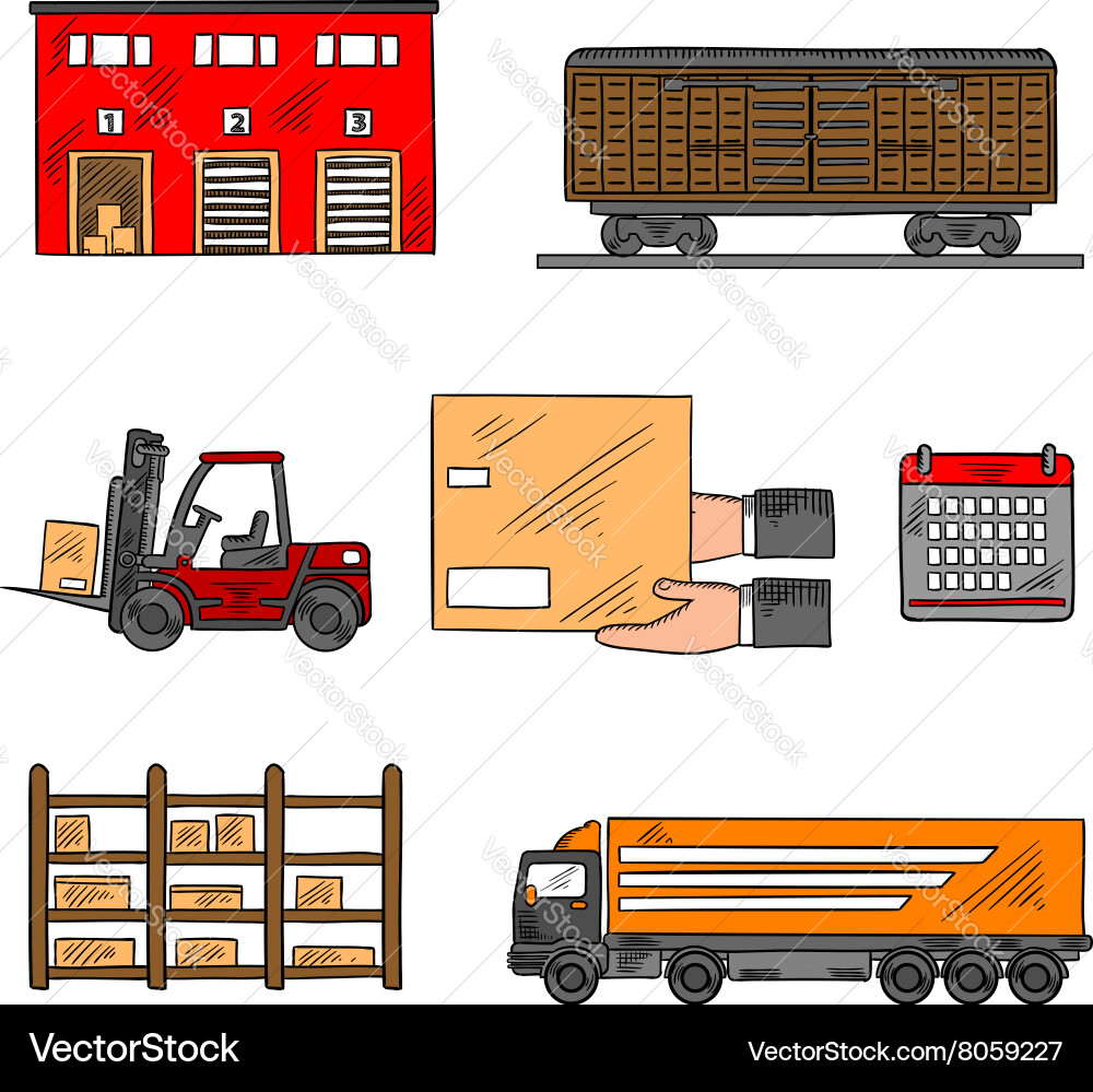 Storage and delivery service elements Royalty Free Vector