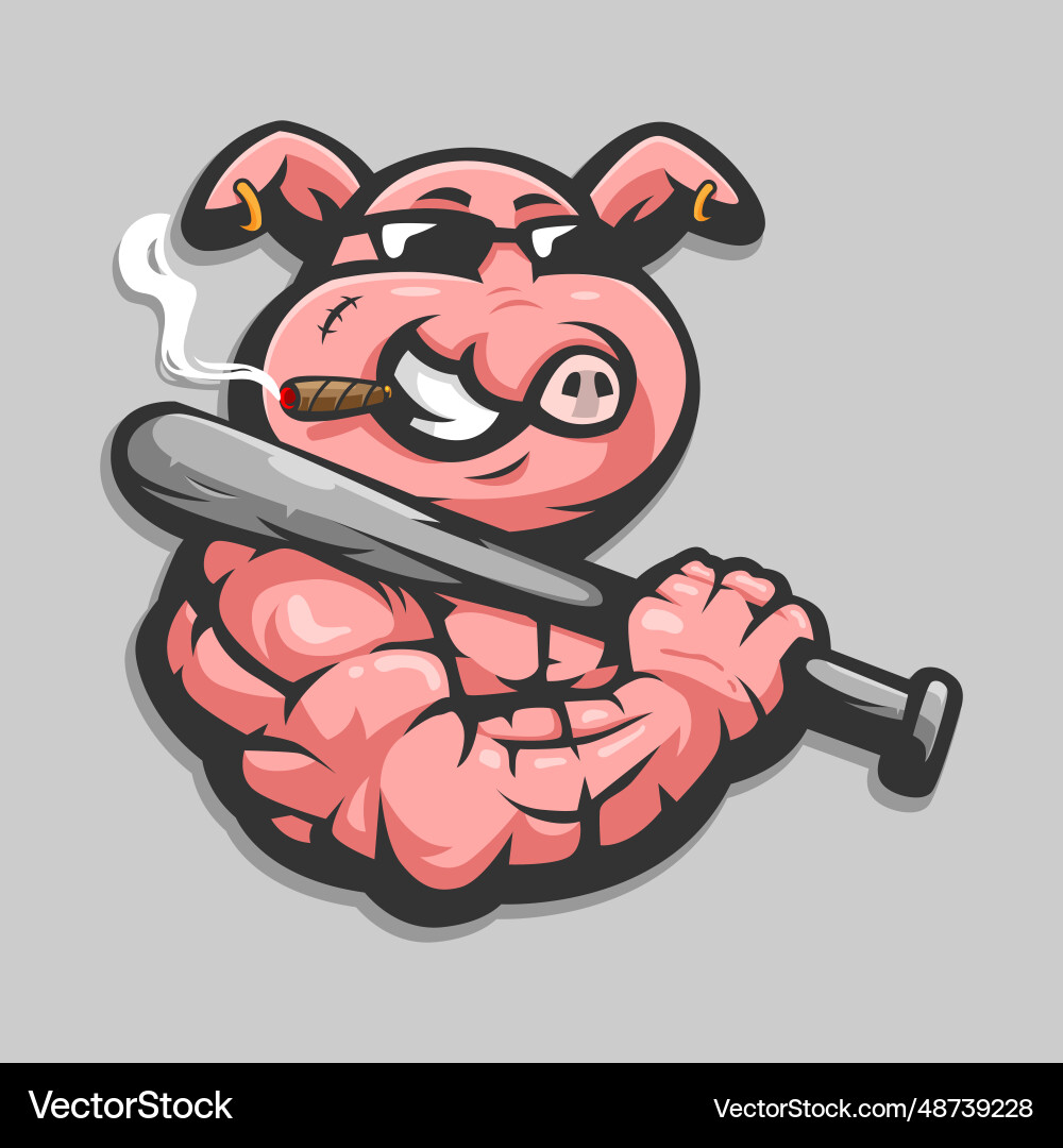 Aggressive Pig Baseball Mascot Royalty Free Vector Image