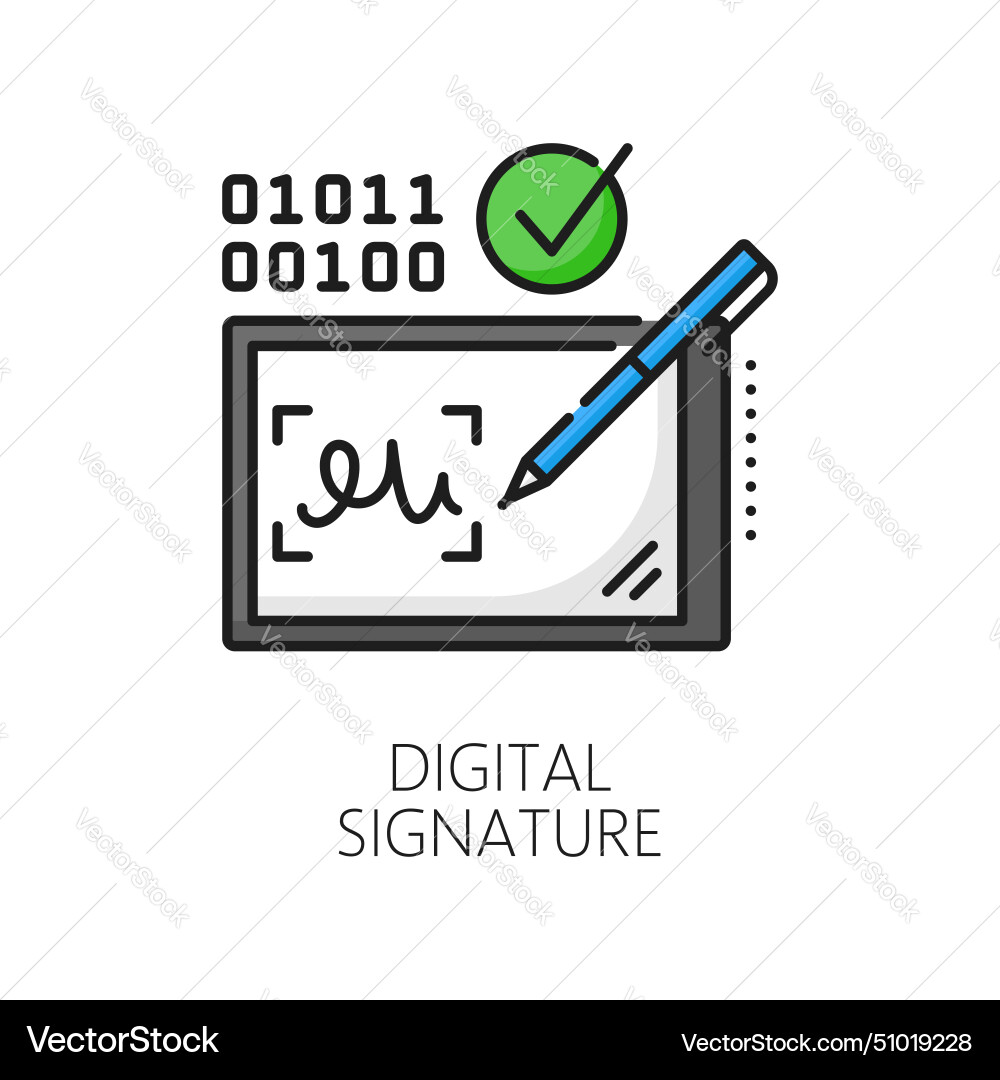 Digital signature biometric identification icon Vector Image