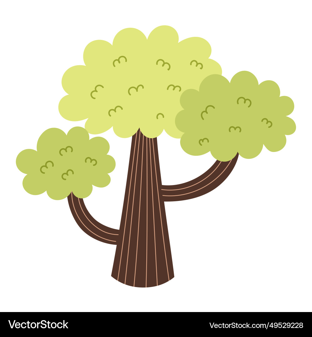 Doodle tree in cartoon style isolated Royalty Free Vector