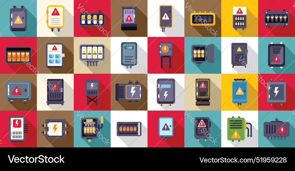 Electrical Switchboard Icons Royalty Free Vector Image