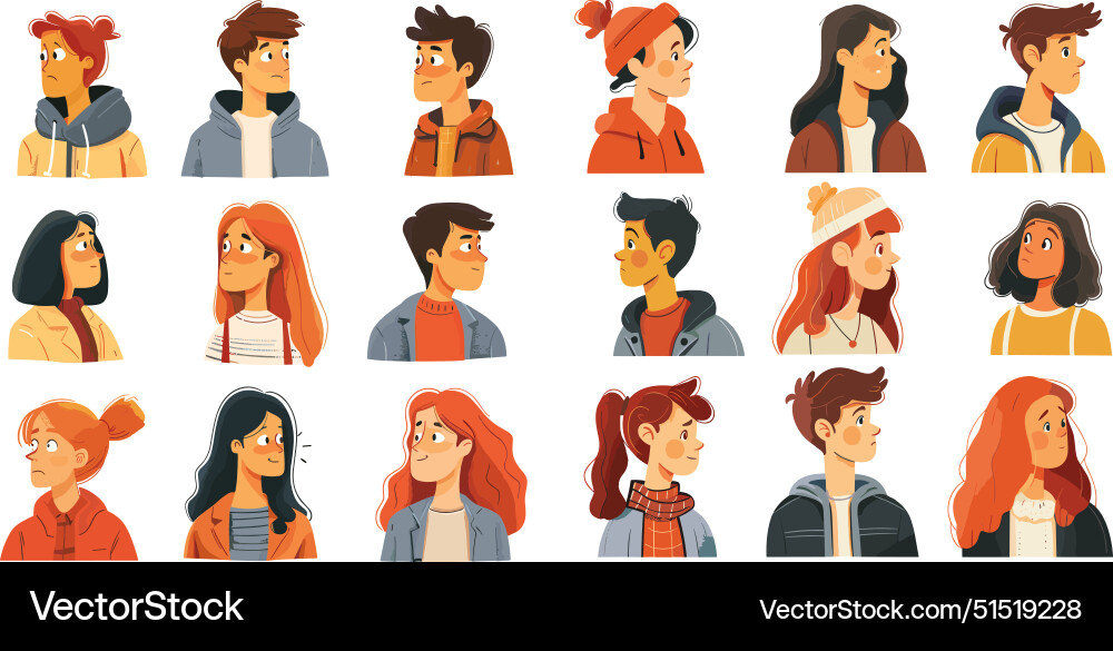 Lonely people avatars cartoon pack upset Vector Image