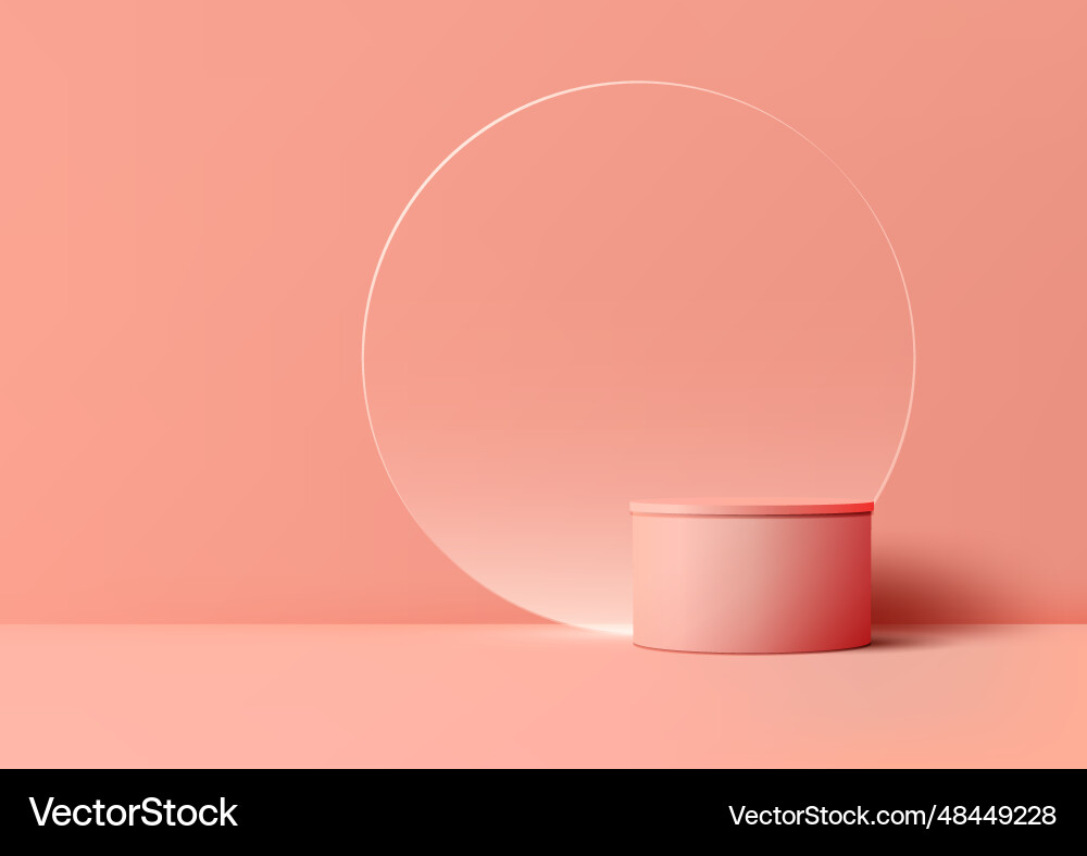 Pink background studio room 3d realistic cylinder Vector Image