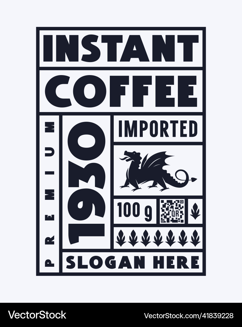 Template label for instant coffee Royalty Free Vector Image